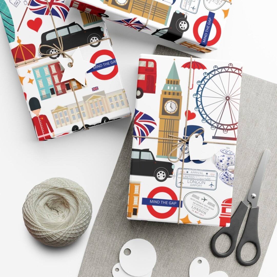London Wrapping Paper Roll and Sheets | British Birthday Party Supplies ...