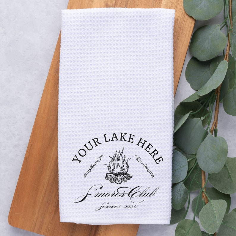 Custom Lake Dish Towel | Smores Club Tea Towel Lake Kitchen Décor ...