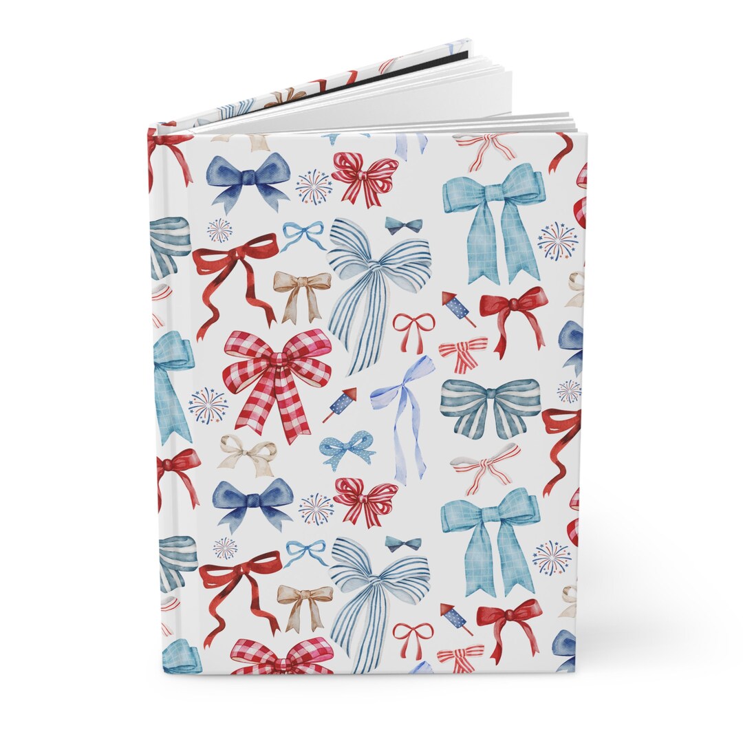 Bow Journal Notebook | Coquette Journal | Bow Gift | Red Blue Bow ...