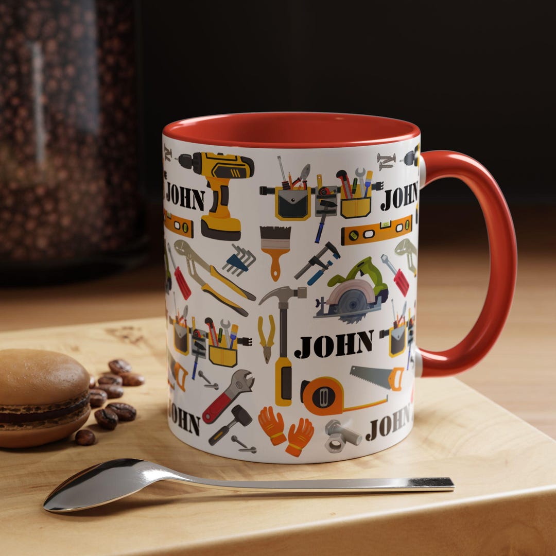 Custom Handyman Mug | Personalized Tool Belt Coffee Cup 15 Oz | Father ...