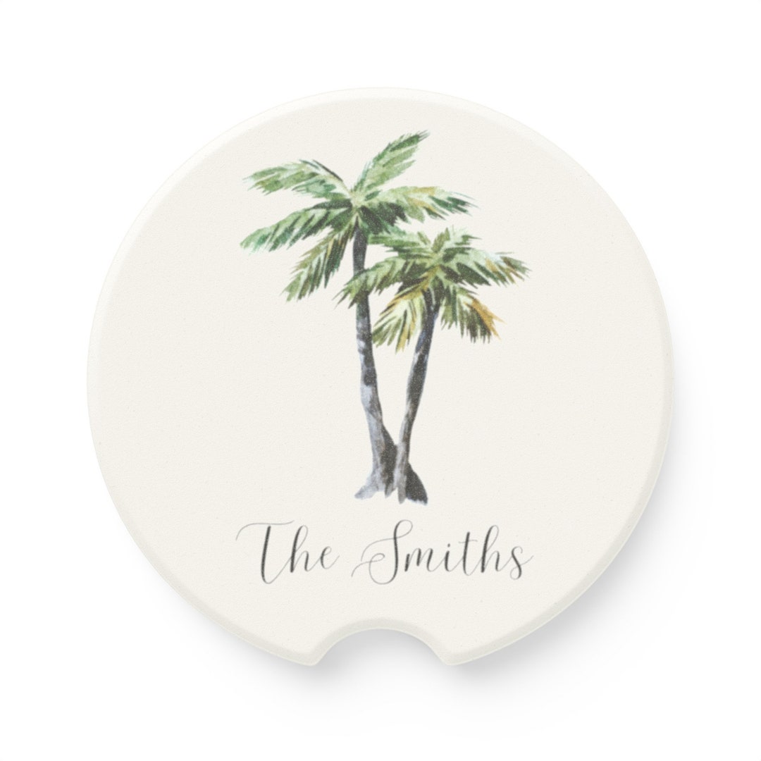 Custom Palm Tree Car Coasters | Soapstone Car Coaster | Palm Tree Gift ...