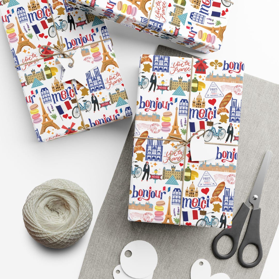 Paris Wrapping Paper Paris Gift Wrap French Birthday Party Supplies and ...