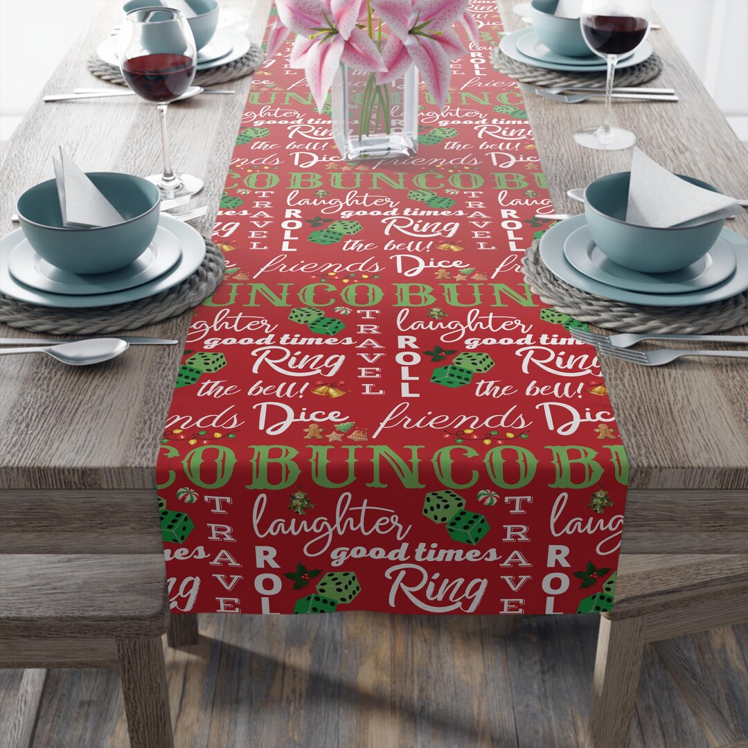 Bunco Christmas Table Runner Dice Kitchen Decor Bunco Table Settings ...