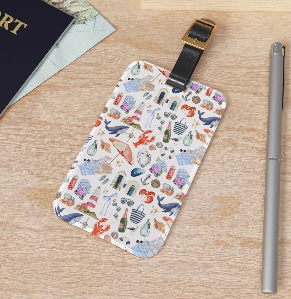 Coastal Luggage Tag for Beach Vacation Luggage Tag Cape Cod Bag Tag ...