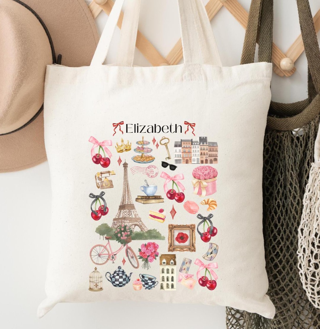 Custom Paris Tote Bag | Personalized Paris Tote Bag | Paris Gift ...