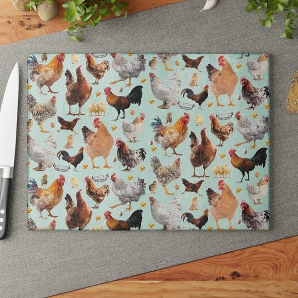 Chicken Glass Cutting Board - Etsy