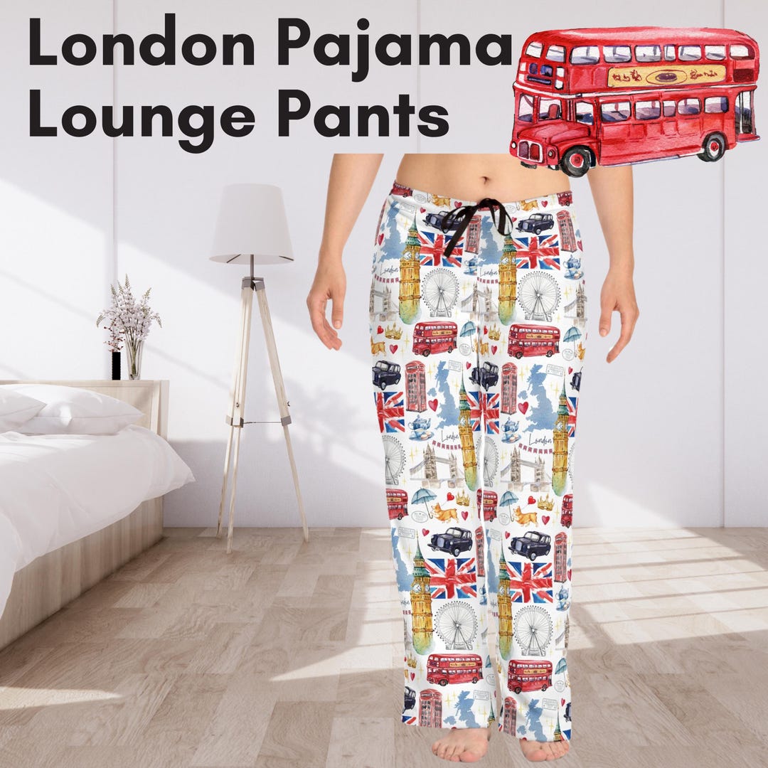 London England Pajama Pants | London Gift | British Cozy Lounge Pants ...