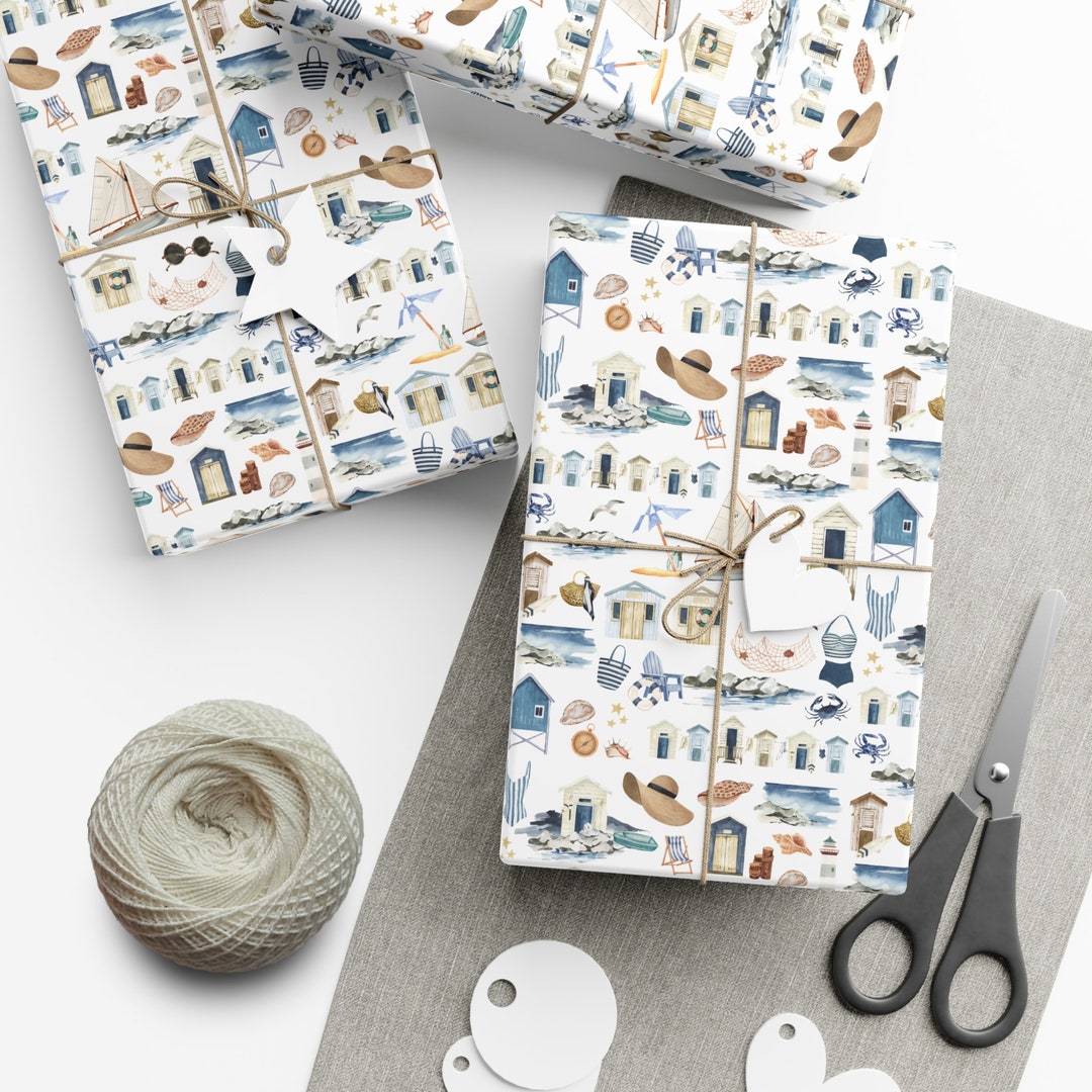 Coastal Wrapping Paper Roll and Sheets Coastal Gift Wrap Ocean Gift ...