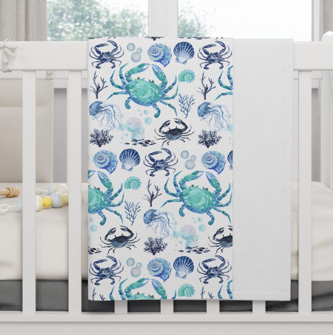 Sea Shell Baby Blanket | Coastal Blue Soft Fleece Baby Blanket | Beach ...