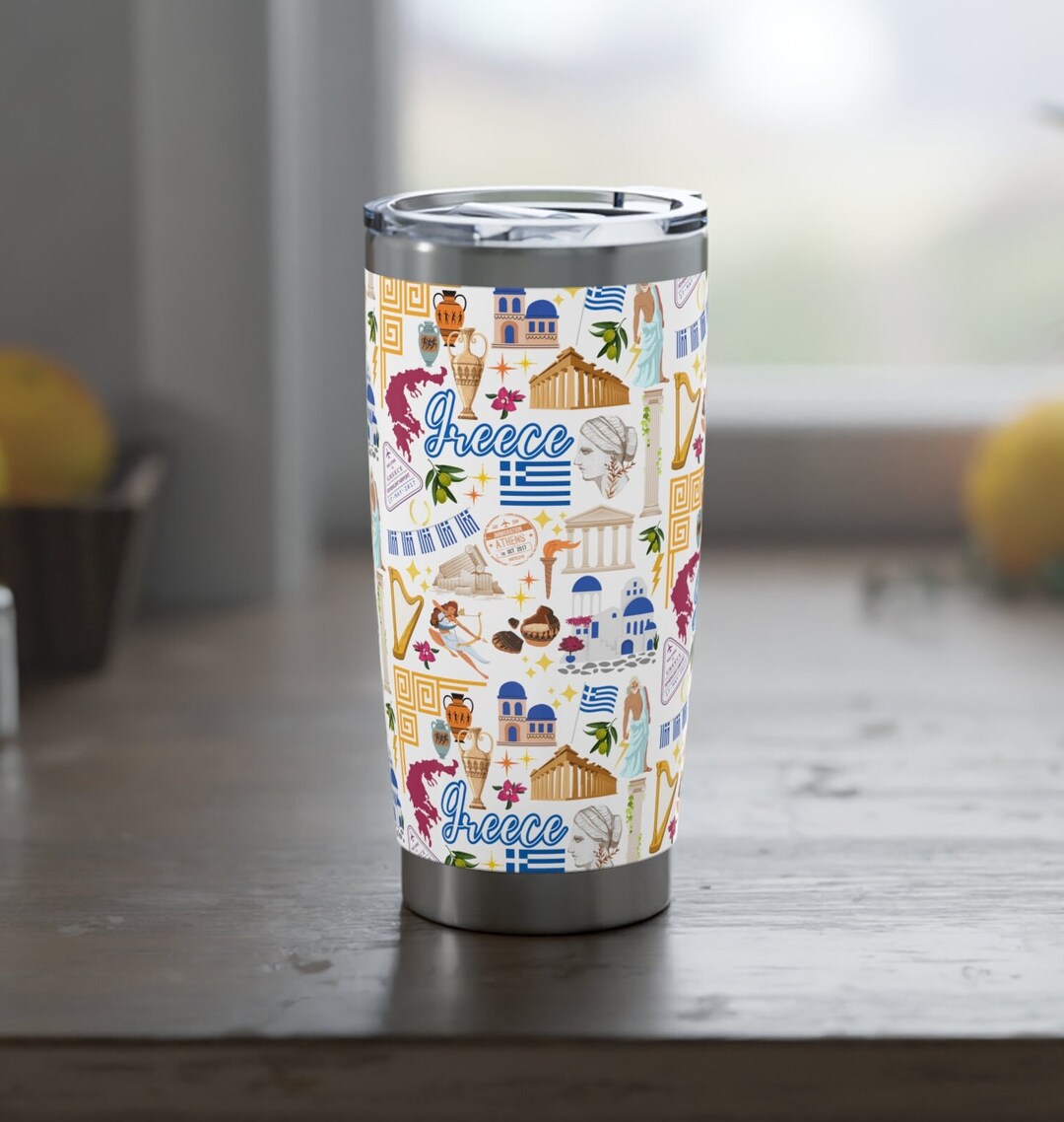 Greece Tumbler Vagabond 20oz | Greece Gift | Greek Theme Tumbler ...