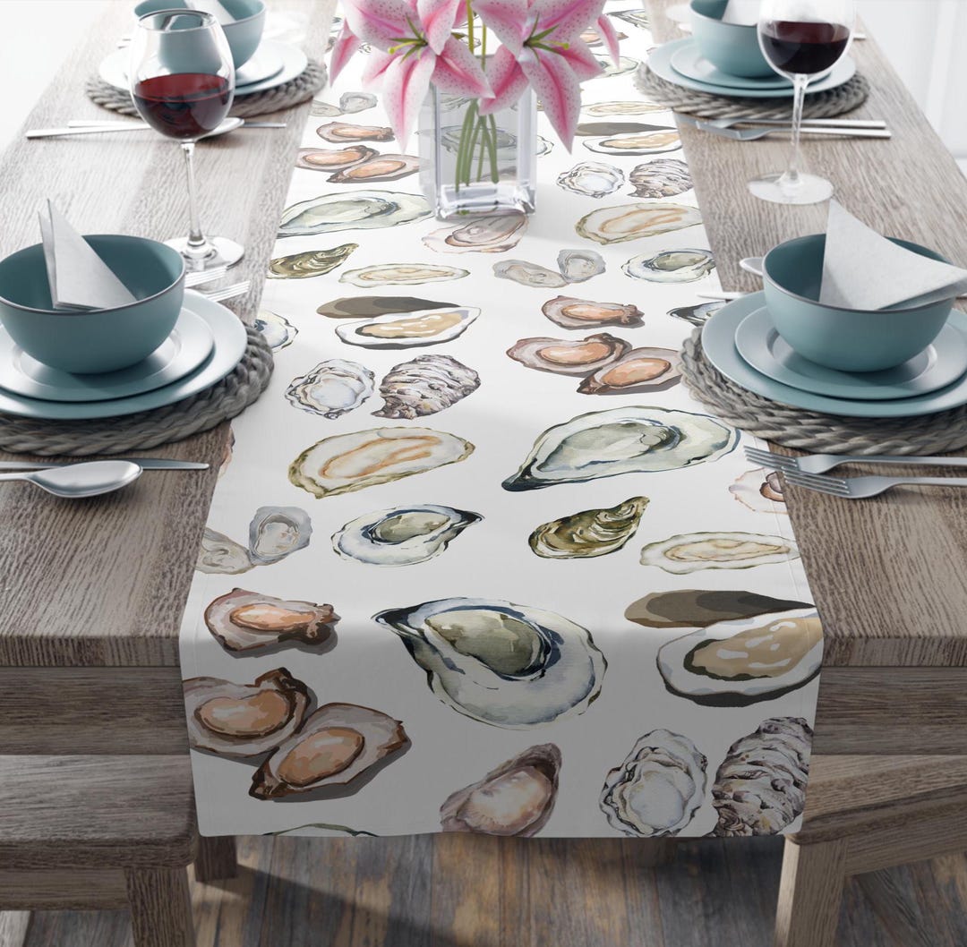 Oyster Table Runner Oyster Wedding Decor Oyster Roast Party Decor ...