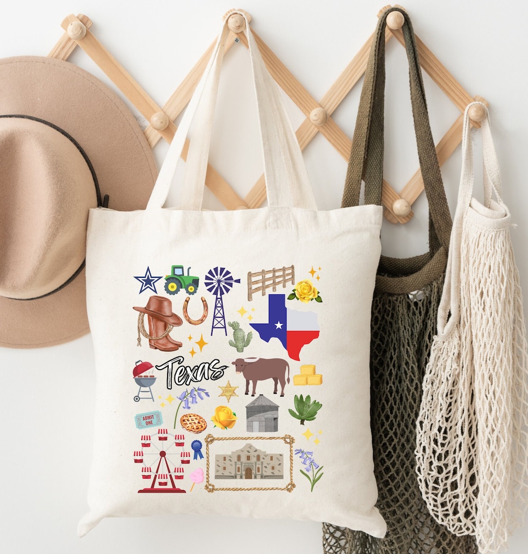 Texas Tote Bag Houston Tote Bag Austin Texas Travel Gift Farmers Market ...