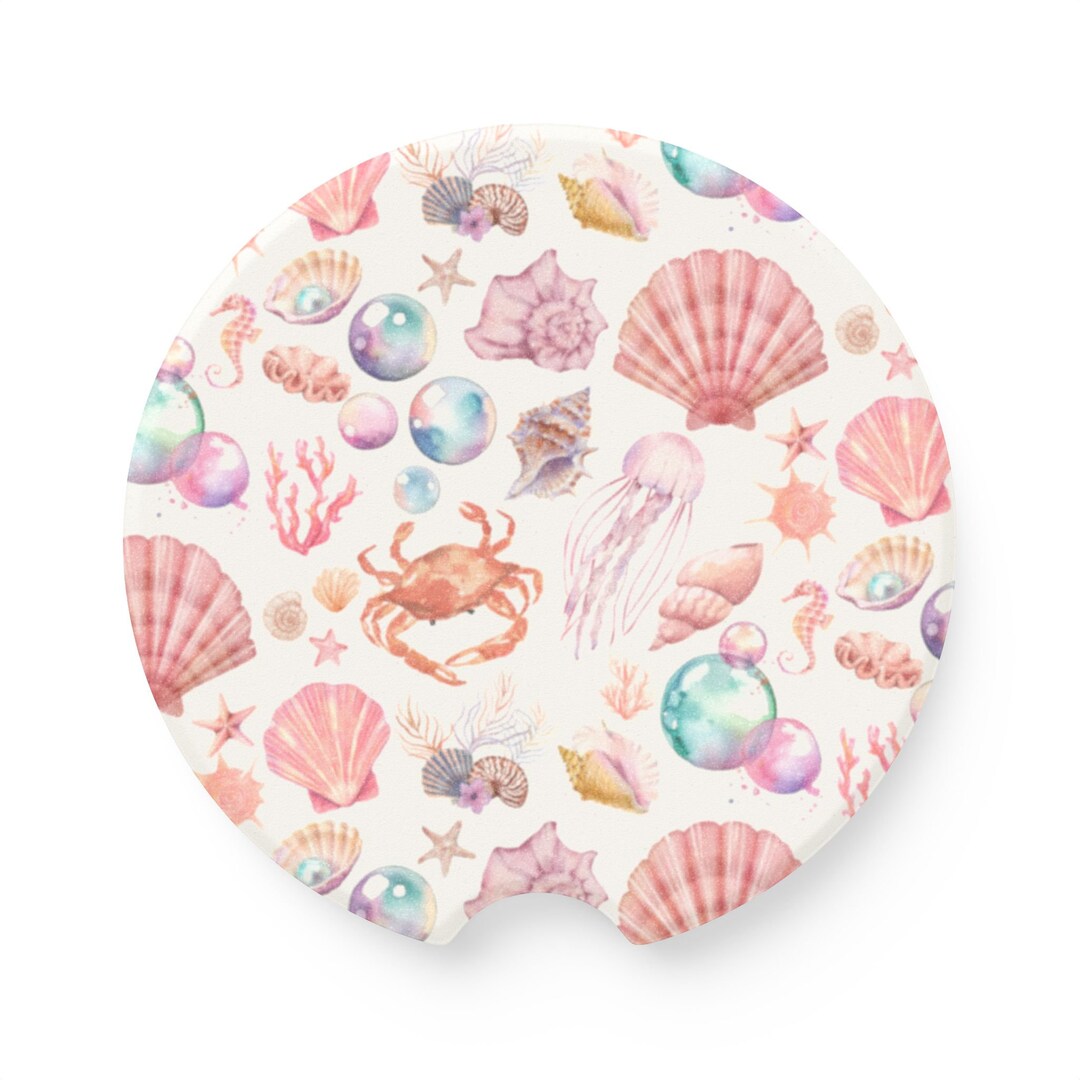 Beach Car Coasters | Soapstone Car Coaster | Beach Gift | Sea Shells ...