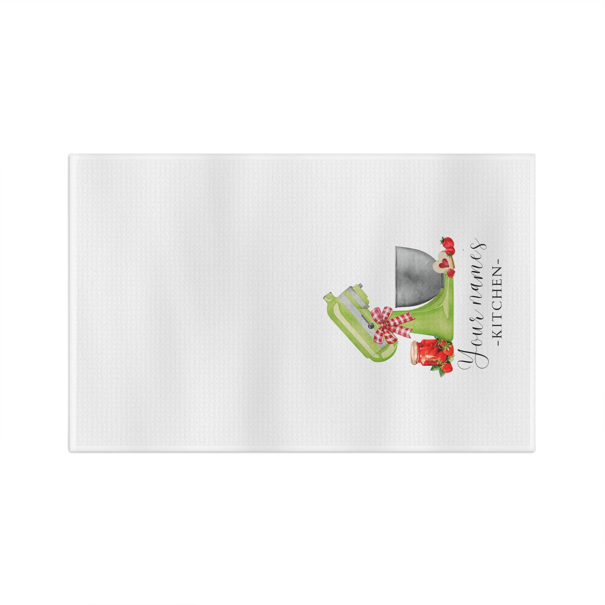 Personalized Baking Tea Towel | Strawberry Green Stand Mixer Tea Towel ...