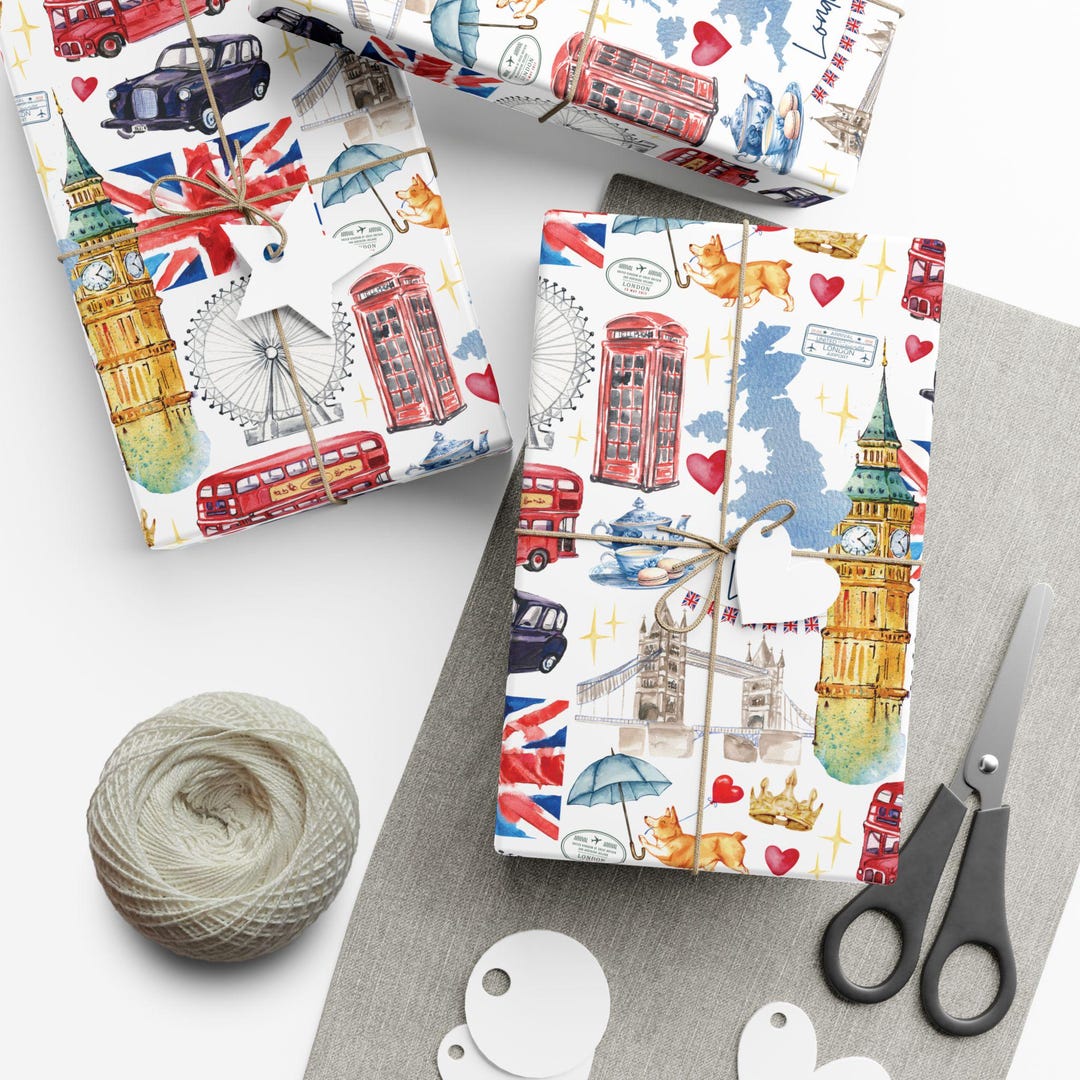 London Wrapping Paper British Birthday Party Supplies and Decor ...