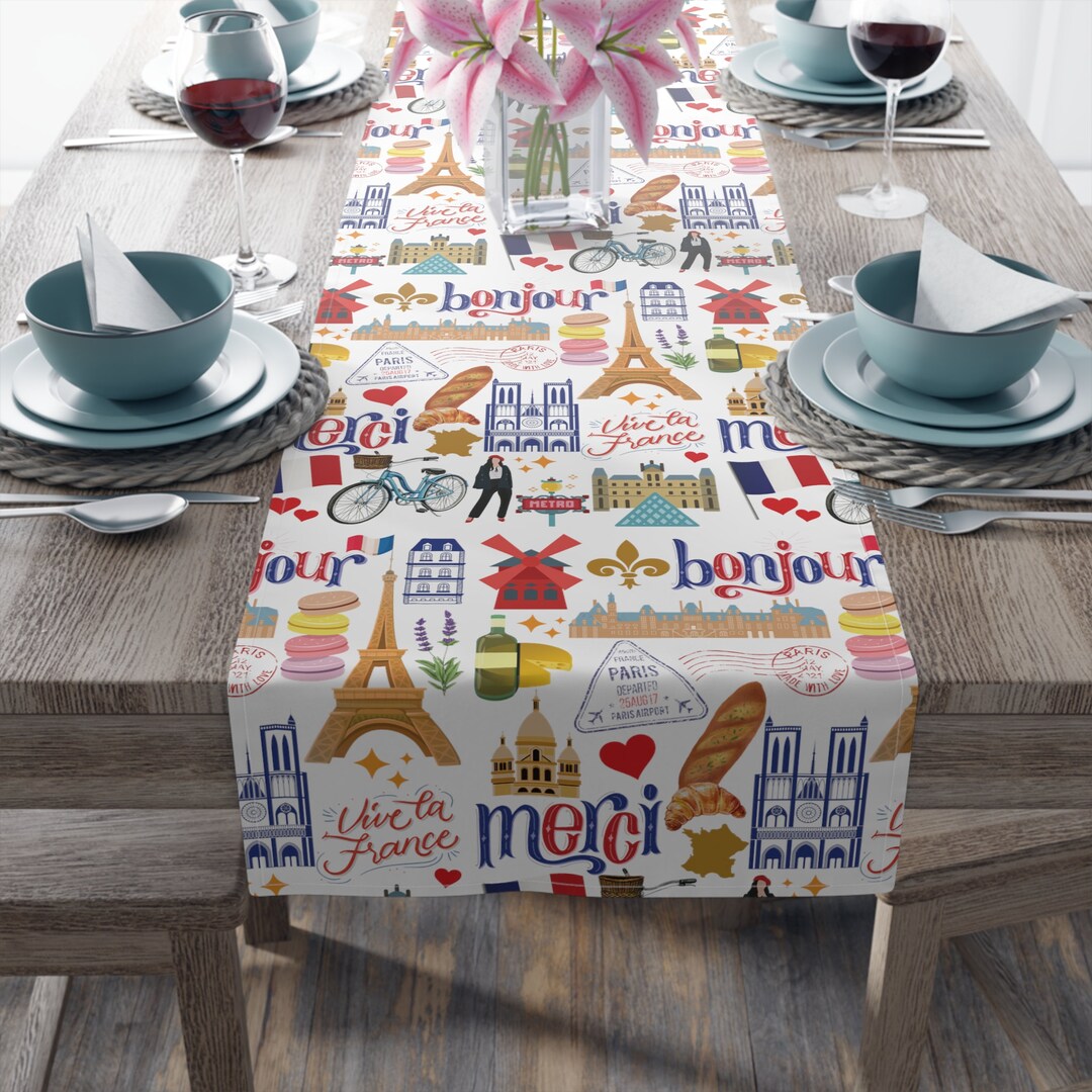 Paris Landmarks Table Runner French Paris Table Runner 2 Sizes Cotton ...