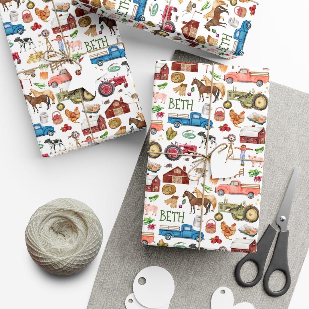 Custom Farm Wrapping Paper Roll and Sheets Personalized Farmer Gift ...