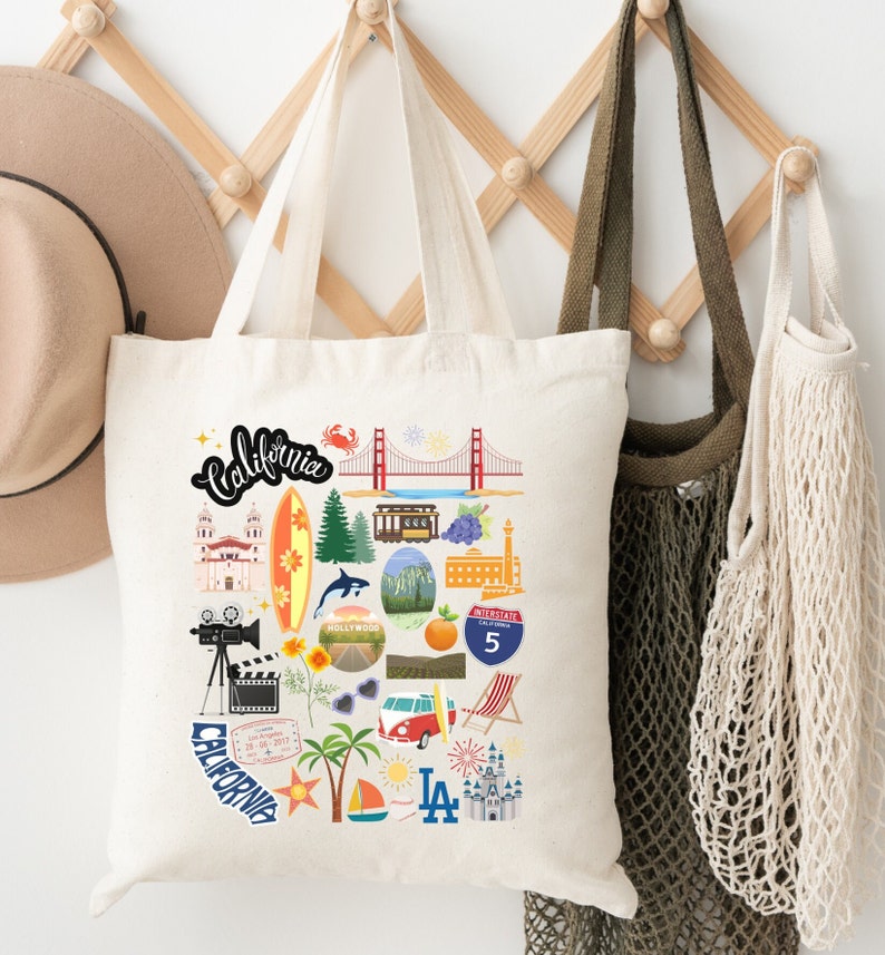 California Tote Bag California Landmarks Tote Bag California Gift ...