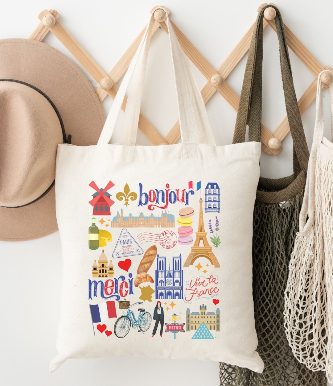 Paris Tote Bag | Paris France Canvas Bag | Paris Vacation Bag | Paris ...