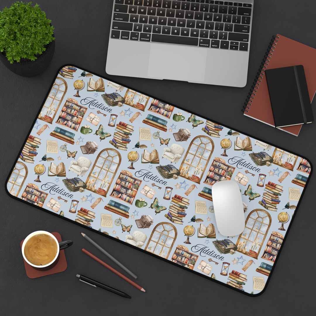 Book Desk Mat Custom Book Lover Desk Mat Library Mouse Pad for Her ...