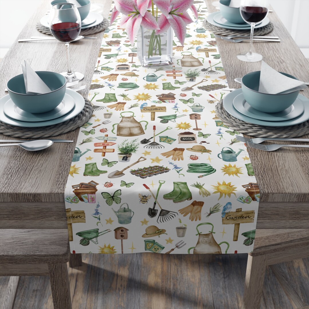 Gardening Table Runner Garden Theme Table Runner 2 Sizes Cotton or ...