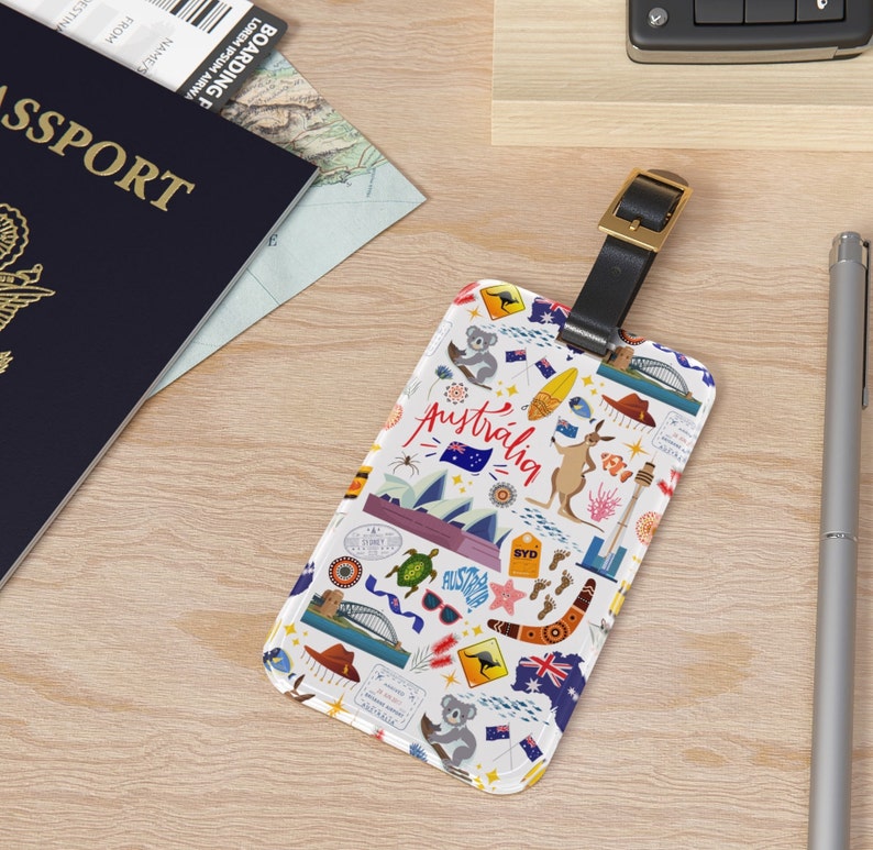 Australia Luggage Tag Australia Bag Tag Down Under Purse Info Tag Gift ...