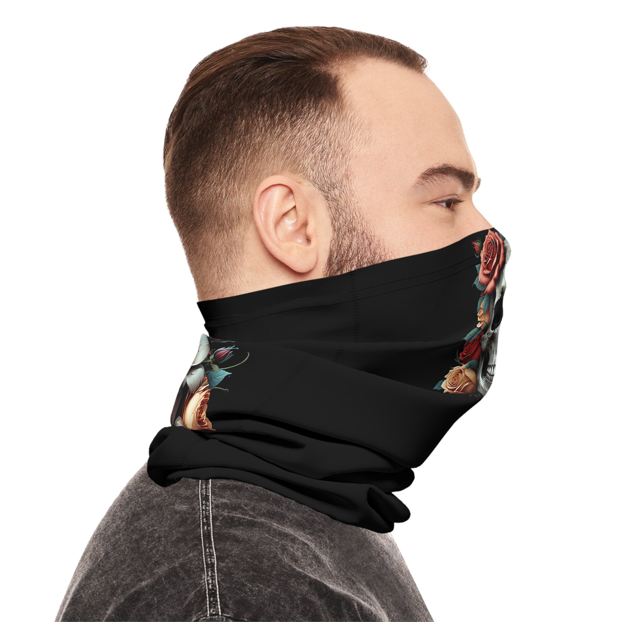 Lightweight Neck Gaiter Skulls & Flowers Unisex 100% Moisture Wicking ...