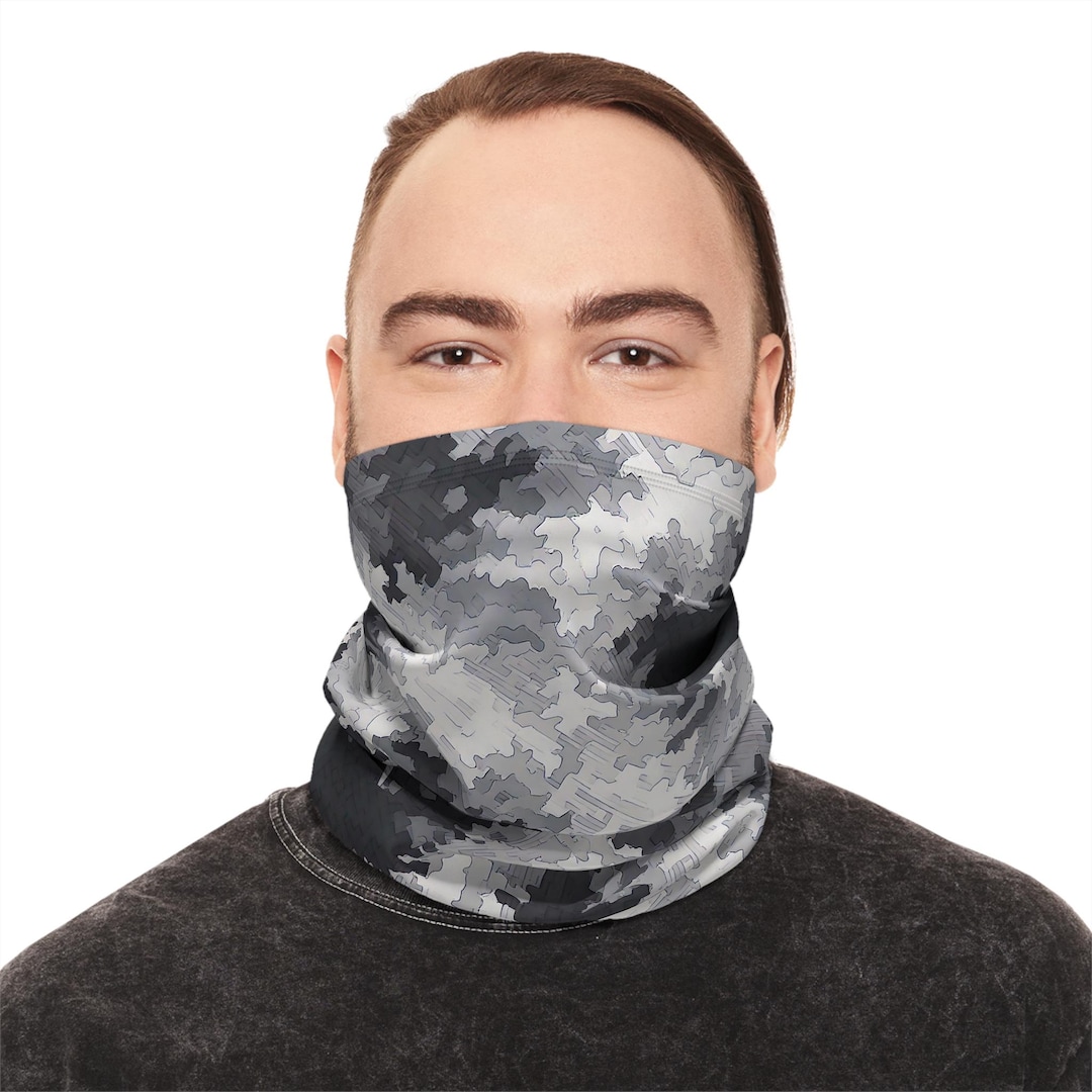 Neck Gaiter, Snow Camo, Winter Face Cover With Drawstring, Snowboarding ...