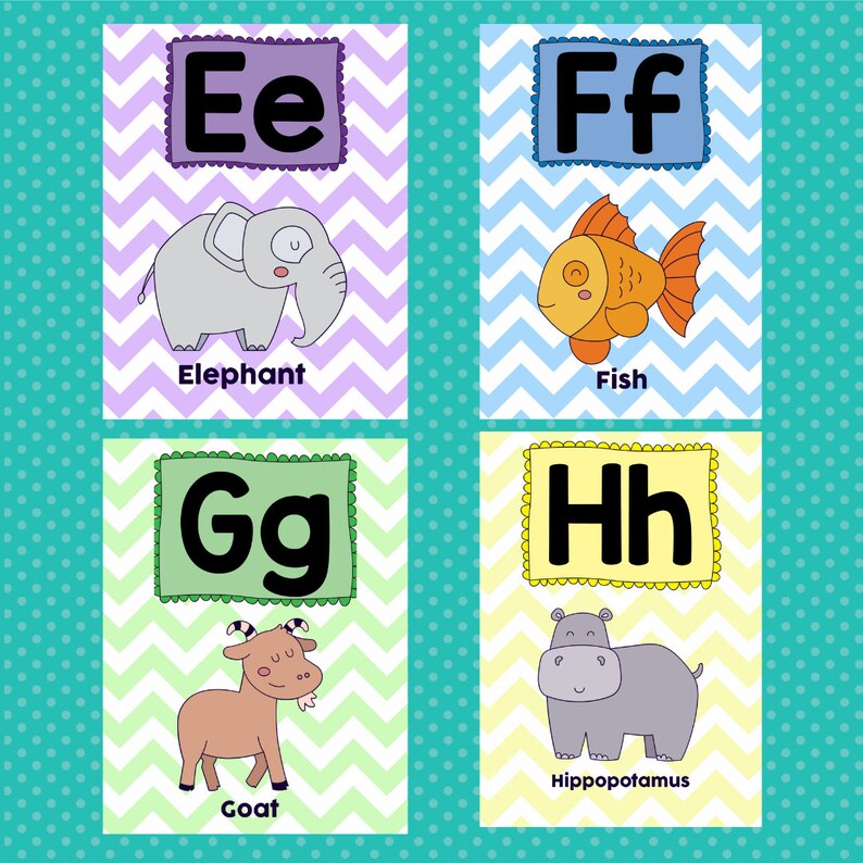Classroom Alphabet Banner: Chevron & Animal Theme - Etsy