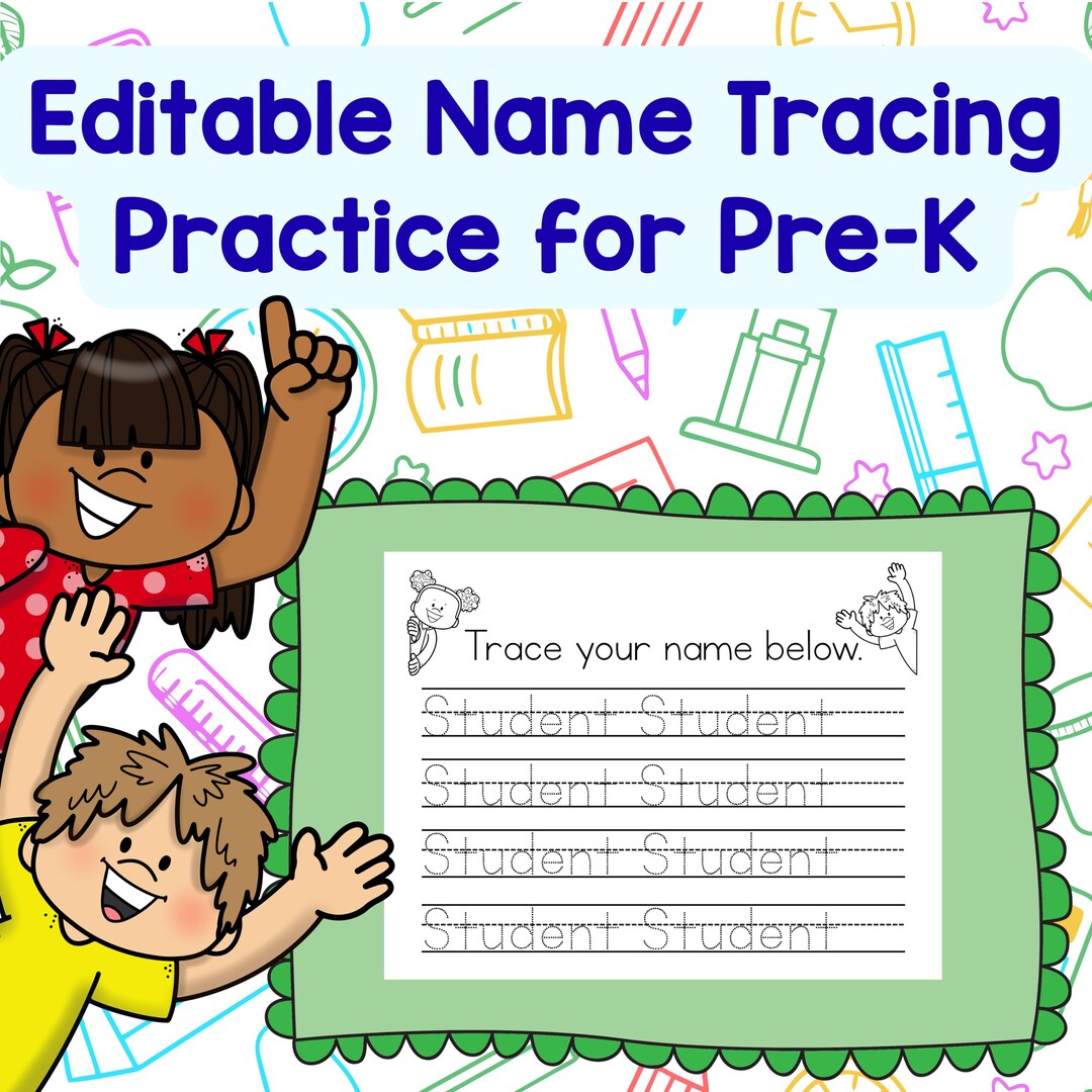 Editable Name Tracing Template for Pre-k and Kindergarten - Etsy