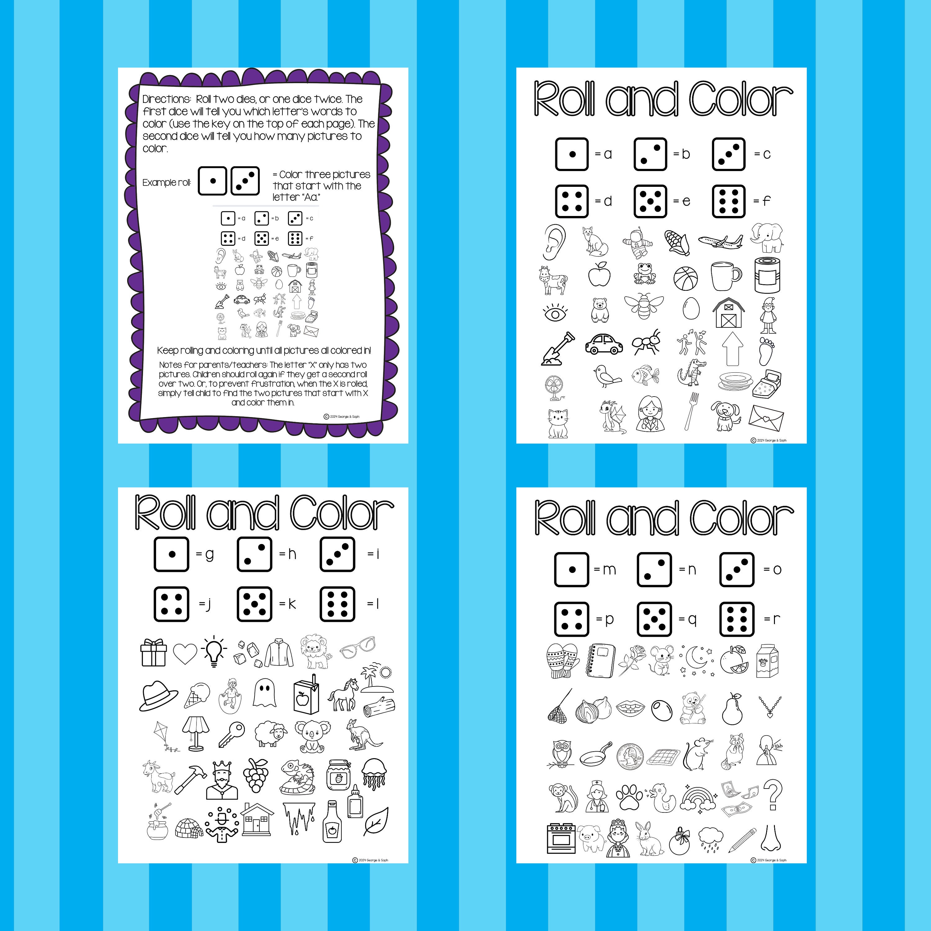 Pre-k and Kindergarten Dice Game for Letter-sound Recognition and ...