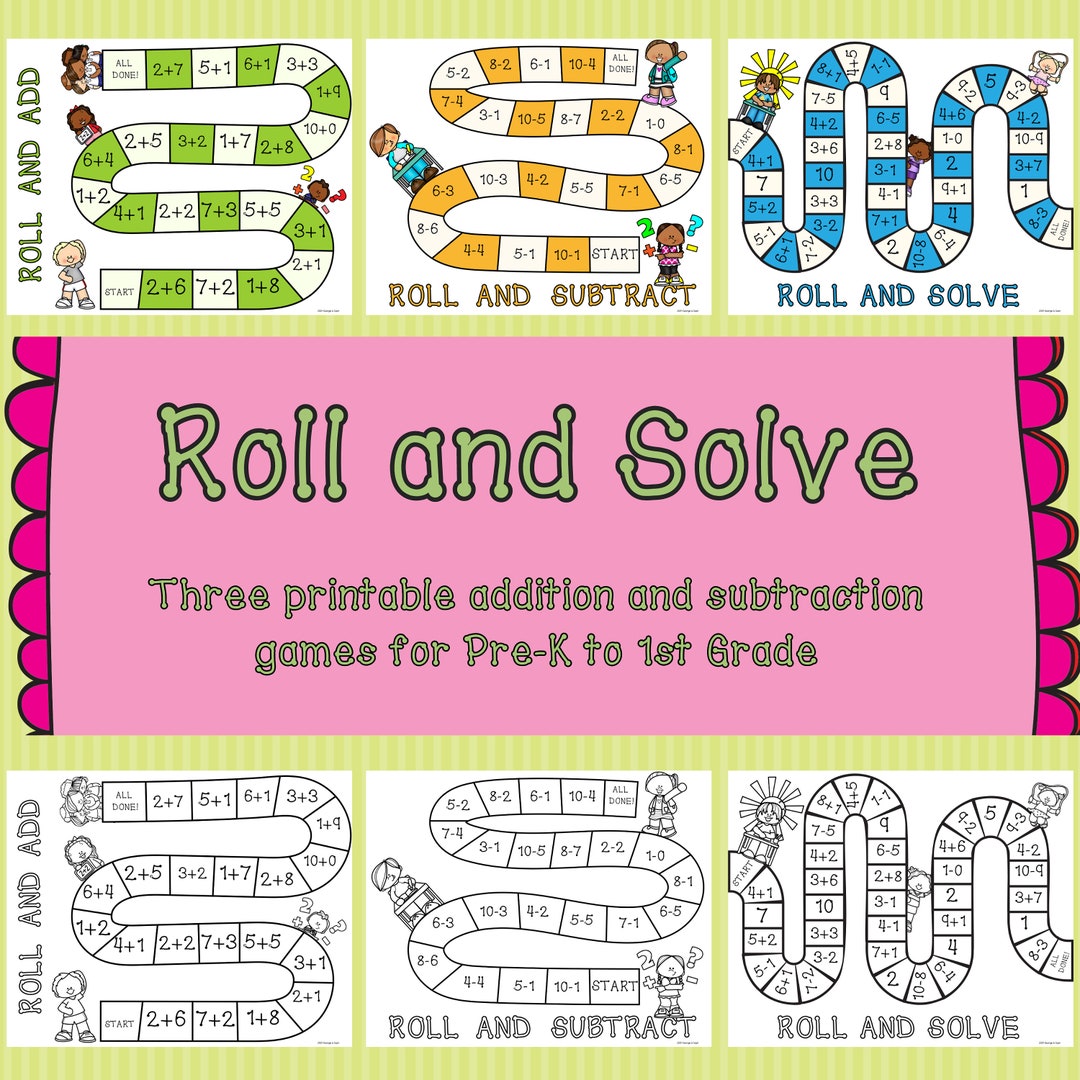 Kindergarten and First Grade Dice Game for Basic Addition/subtraction ...