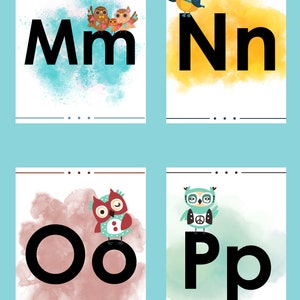 Alphabet Classroom Banner | Owl and Watercolor Themed - Etsy