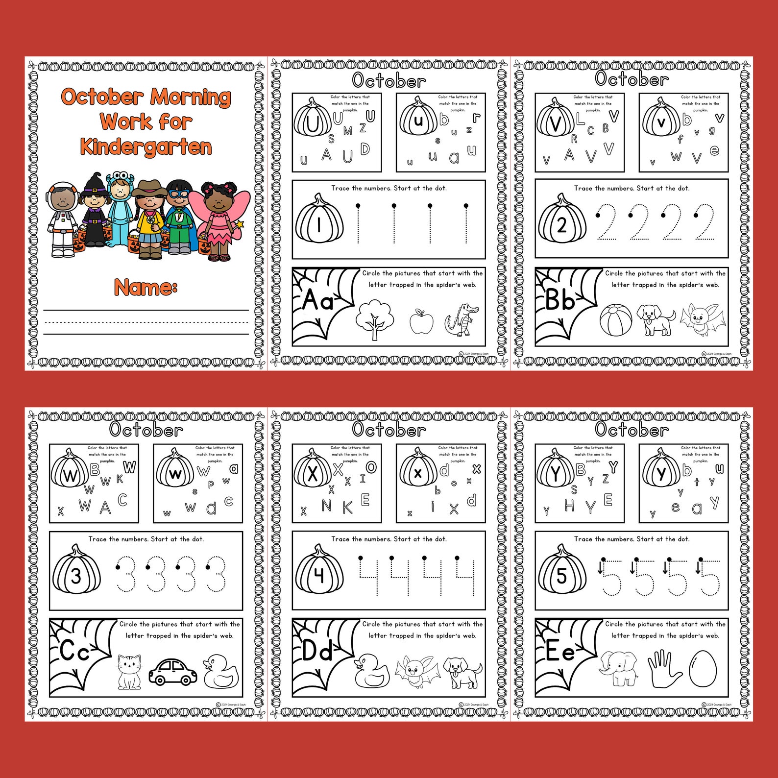 Kindergarten Morning Work for October - Etsy