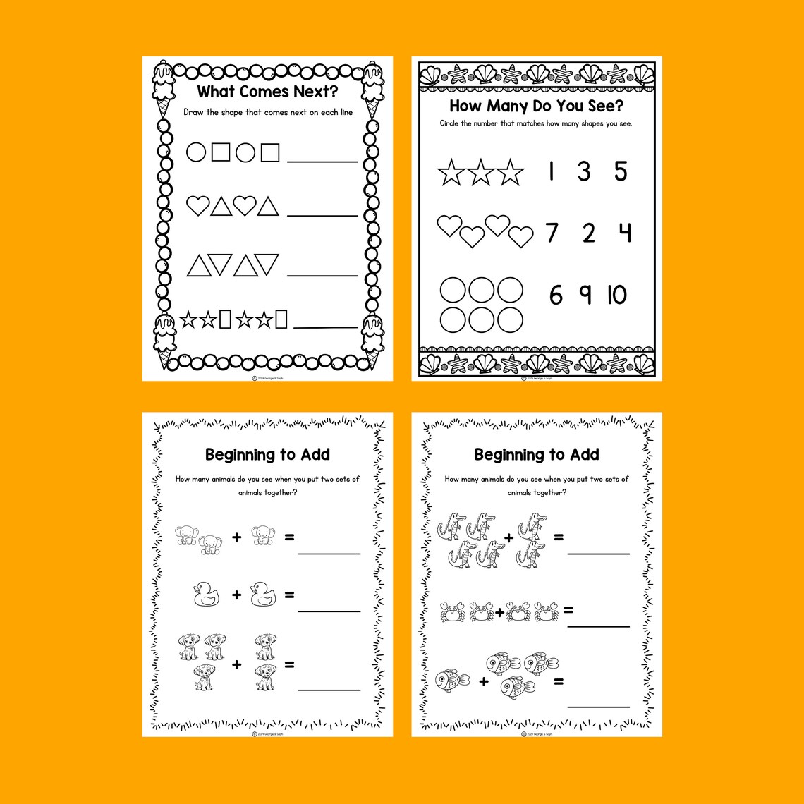 Pre-k & Kindergarten Summer Math Activities Printables Packet - Etsy