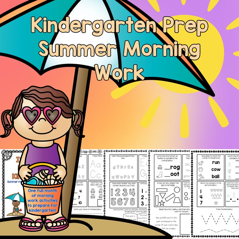Kindergarten Prep Summer Morning Work -- Month of Activities - Etsy