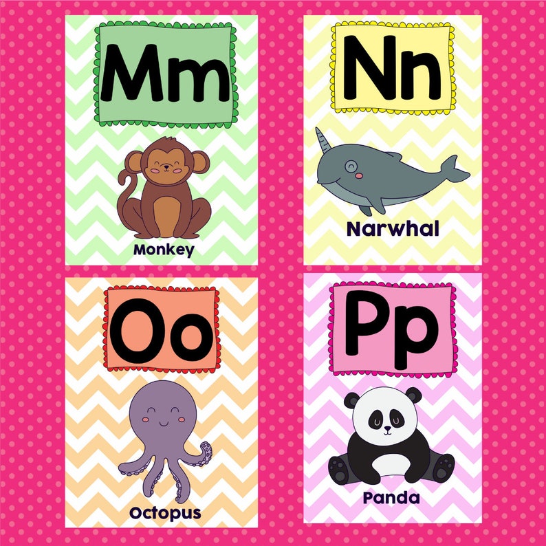 Classroom Alphabet Banner: Chevron & Animal Theme - Etsy