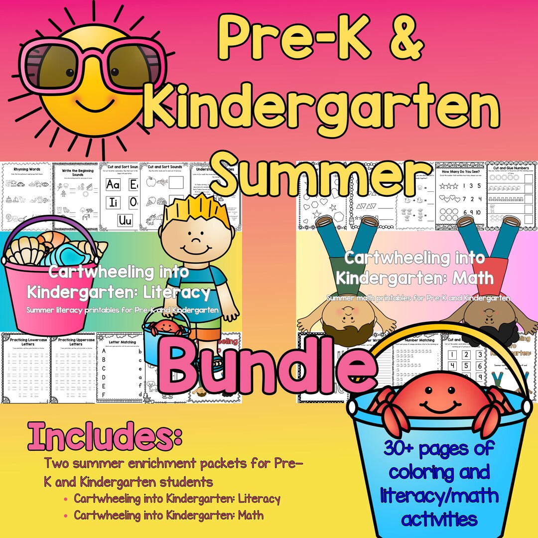 Pre-k & Kindergarten Math and Literacy Summer Activities Bundle - Etsy