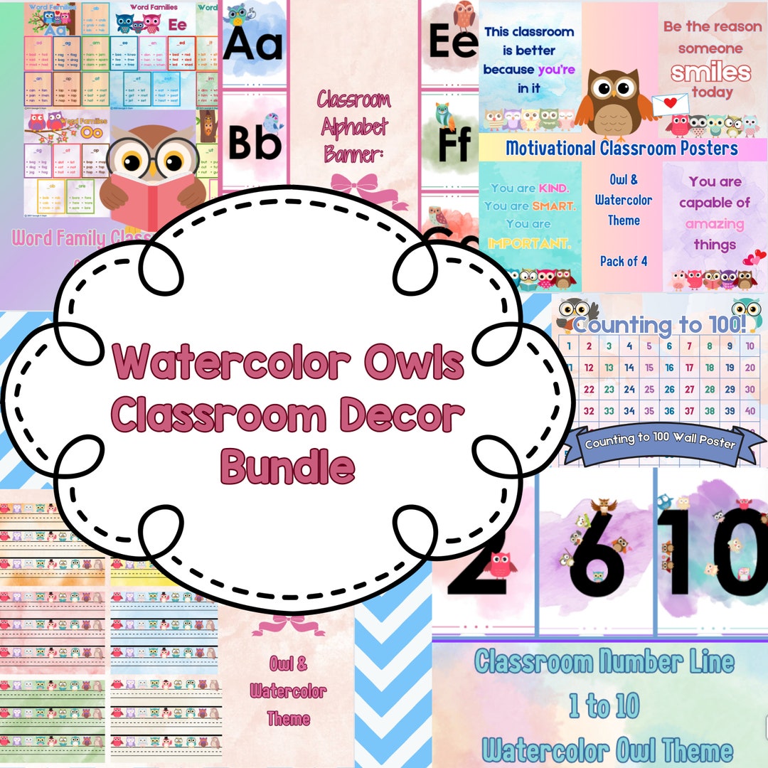 Owl & Watercolor-themed Early Childhood Classroom Decor Bundle - Etsy