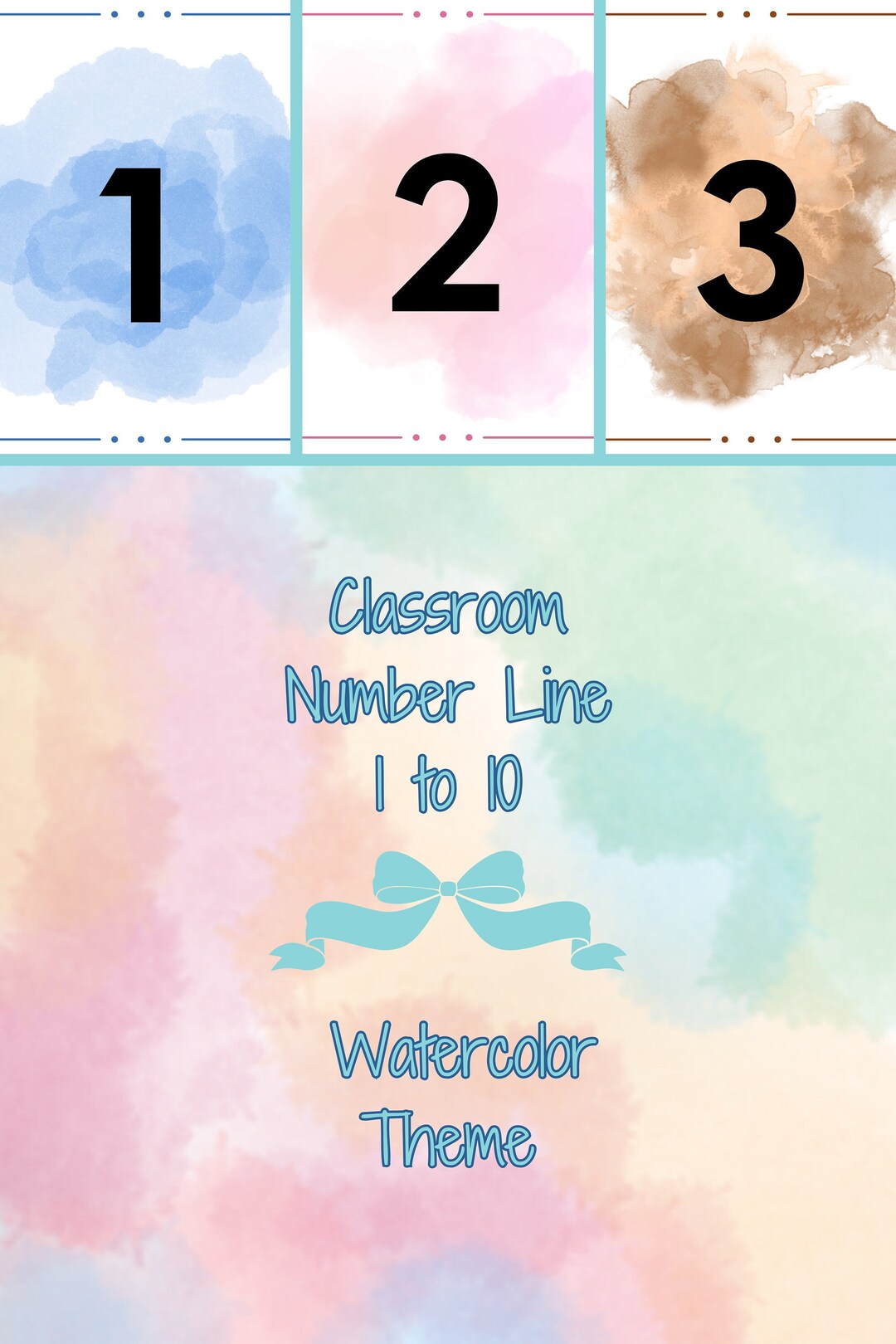 Classroom Number Line Display Watercolor Theme - Etsy
