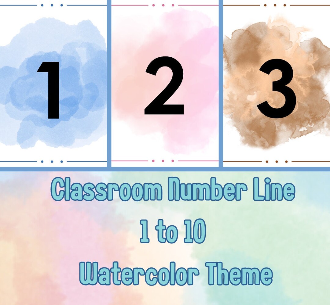 Classroom Number Line Display | Watercolor Theme - Etsy