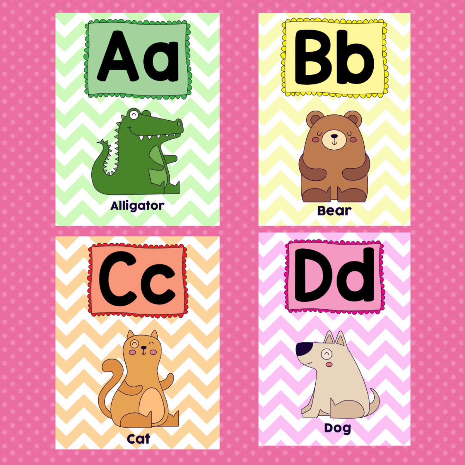Classroom Alphabet Banner: Chevron & Animal Theme - Etsy