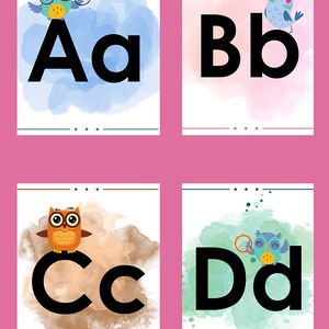 Alphabet Classroom Banner | Owl and Watercolor Themed - Etsy