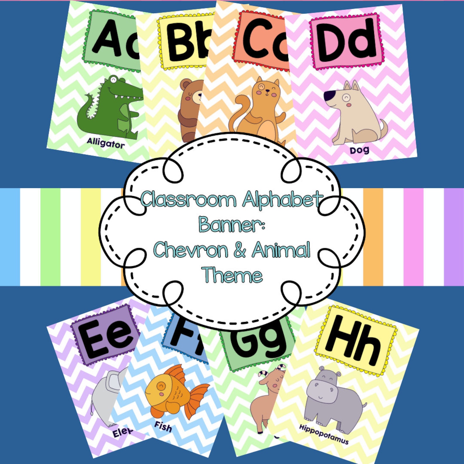 Classroom Alphabet Banner: Chevron & Animal Theme - Etsy