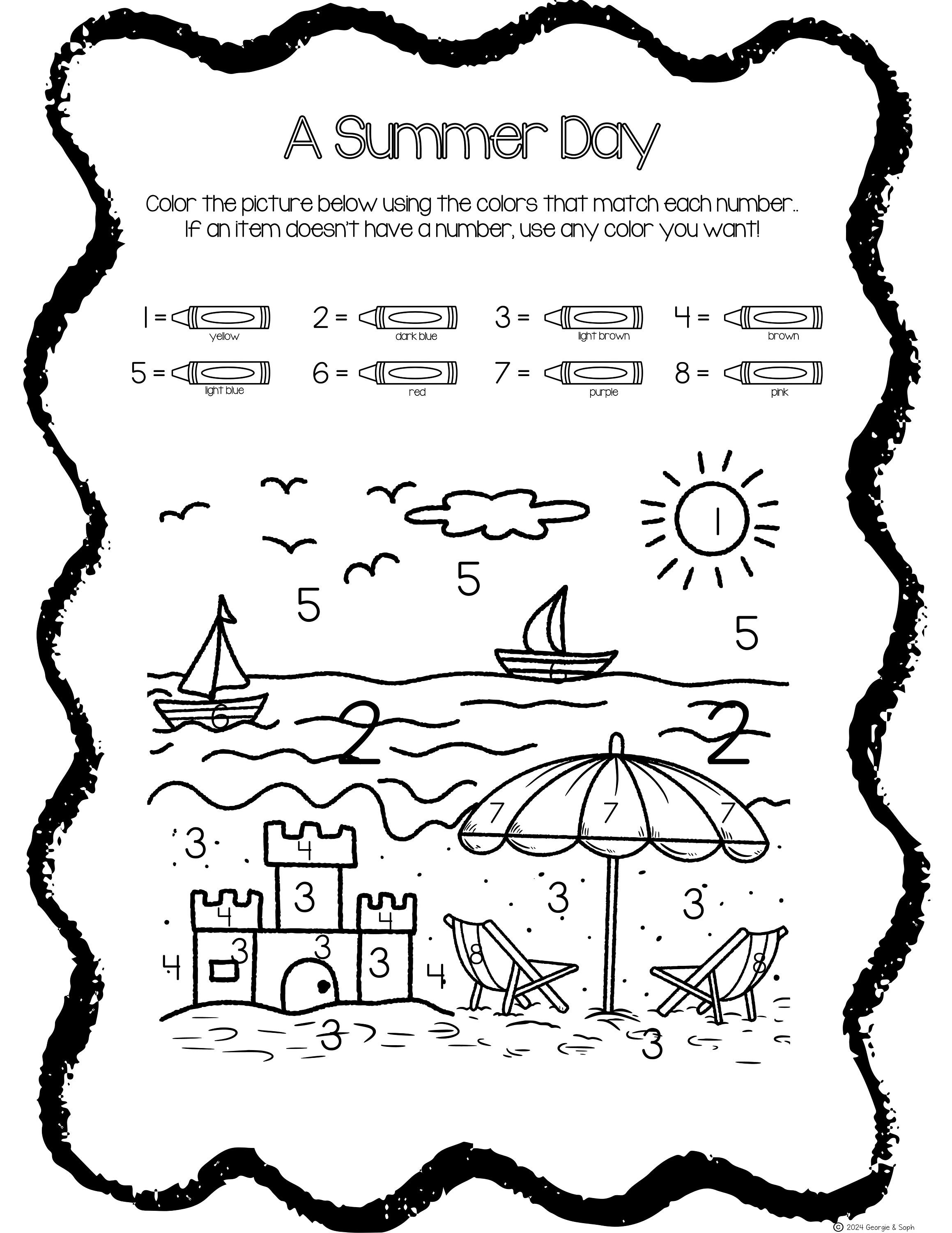 Pre-k & Kindergarten Summer-themed Printable No-prep Math Activities - Etsy