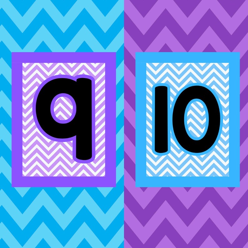 Number Line Posters for Classroom and Homeschool 1-10 | Chevron Theme ...