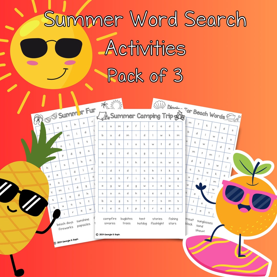 Summer Word Search Activities | Primary Grades | No Prep Activities - Etsy