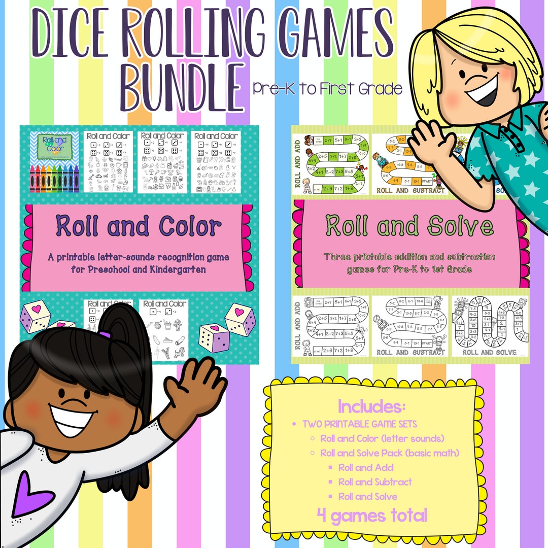Pre-k | Kindergarten | First Grade Dice Rolling Games Bundle -- Letter ...