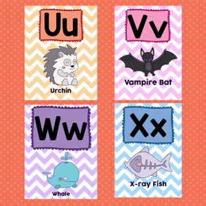 Classroom Alphabet Banner: Chevron & Animal Theme - Etsy