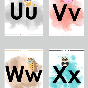 Alphabet Classroom Banner | Owl and Watercolor Themed - Etsy
